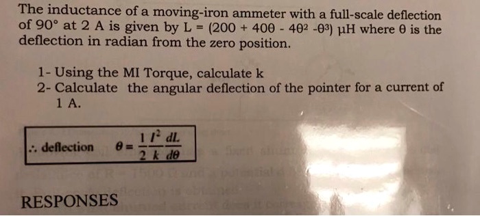 The inductance of a moving-iron ammeter with a full-scale deflection of ...