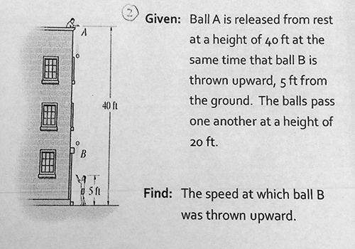 SOLVED: A ball is released from rest at a heat of 40ft at the same time ...