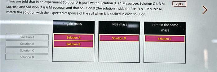 Solved If You Are Told That In An Experiment Solution A Is Pure Water Solution B Is 1 M