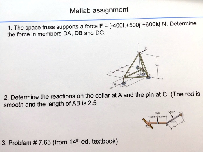 Solved In Matlab Code Please Help Me Solve The Problem Matlab Assignment 1 The Space Truss 6503