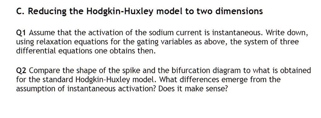 C. Reducing the Hodgkin-Huxley model to two dimensions Q1...