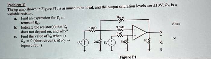 SOLVED: Problem 1) The op-amp shown in Figure P1 is assumed to be ideal, and the output ...