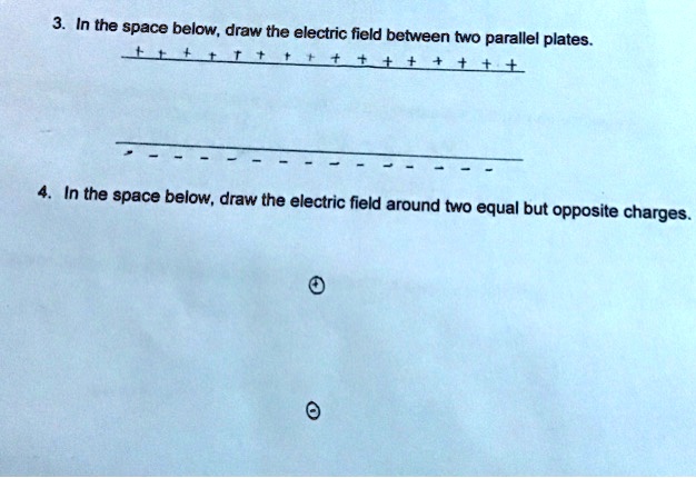 SOLVED: In the space below, draw the electric field between two ...