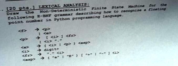 SOLVED: LEXICAL ANALYSIS: Draw the Non-Deterministic Finite State ... SOLVED: LEXICAL ANALYSIS: Draw the Non-Deterministic Finite State ...