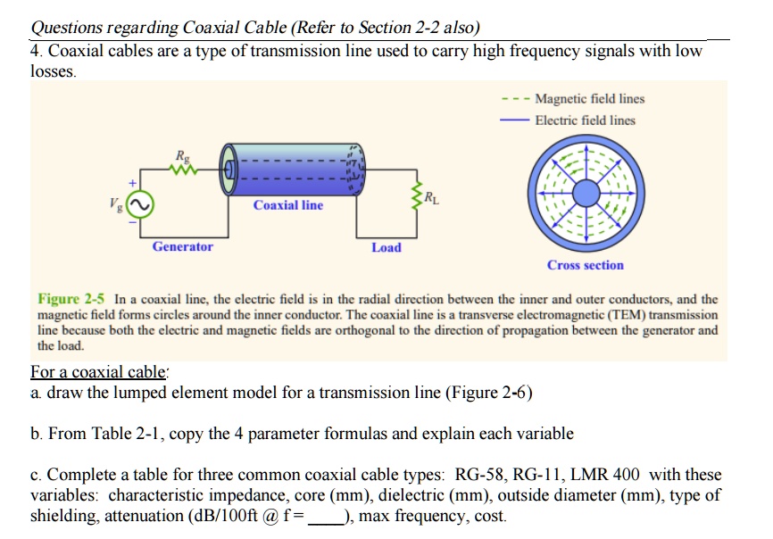 Questions regarding Coaxial Cable (Refer to Section 2-2 also) 4 ...