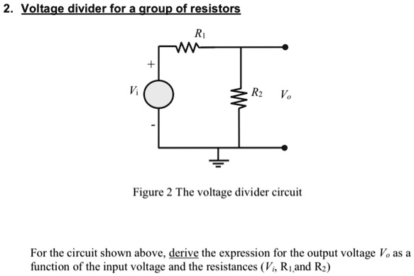 2. Voltage divider for a group of resistors Vi R1 + R2 Vo Figure 2 The voltage divider circuit ...