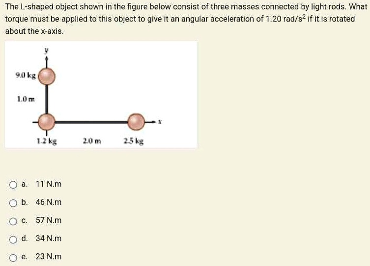 the l shaped object shown in the figure below consist of three masses ...