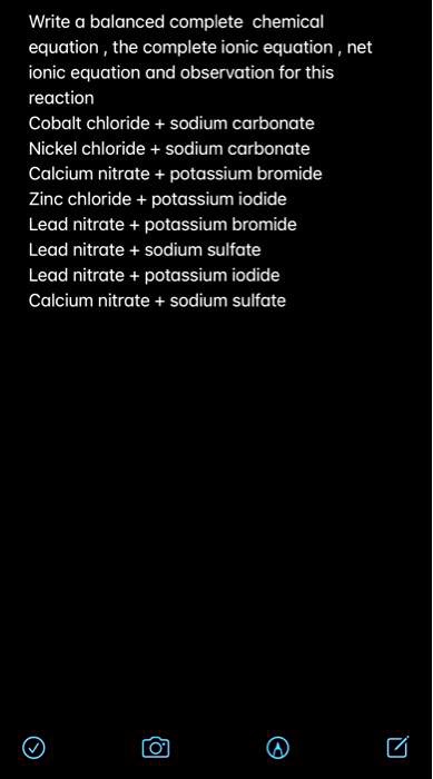 write balanced complete chemical equation the complete ionic equation net ionic equation and ...