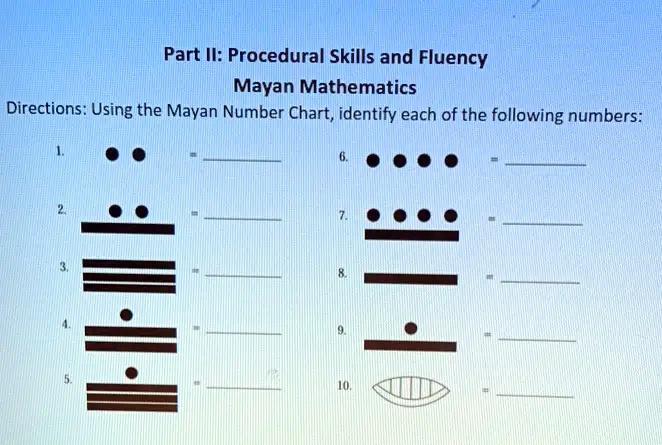 SOLVED: Part II: Procedural Skills and Fluency Mayan Mathematics ...