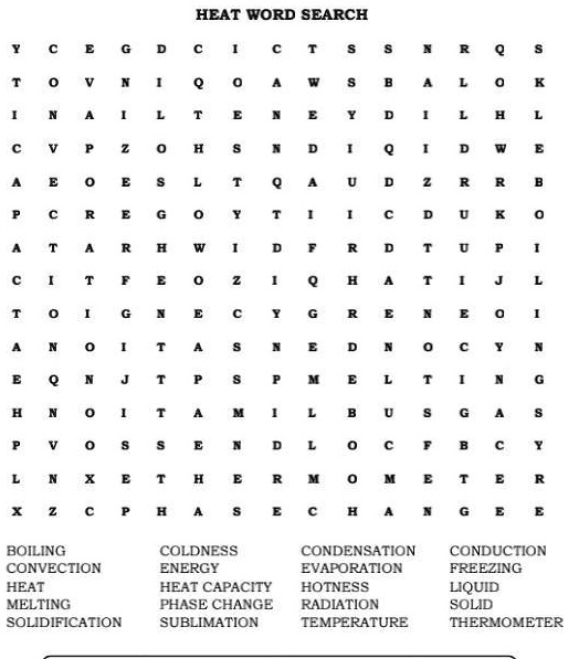 SOLVED: Heat Word Search Below is a word search puzzle. Find the words ...