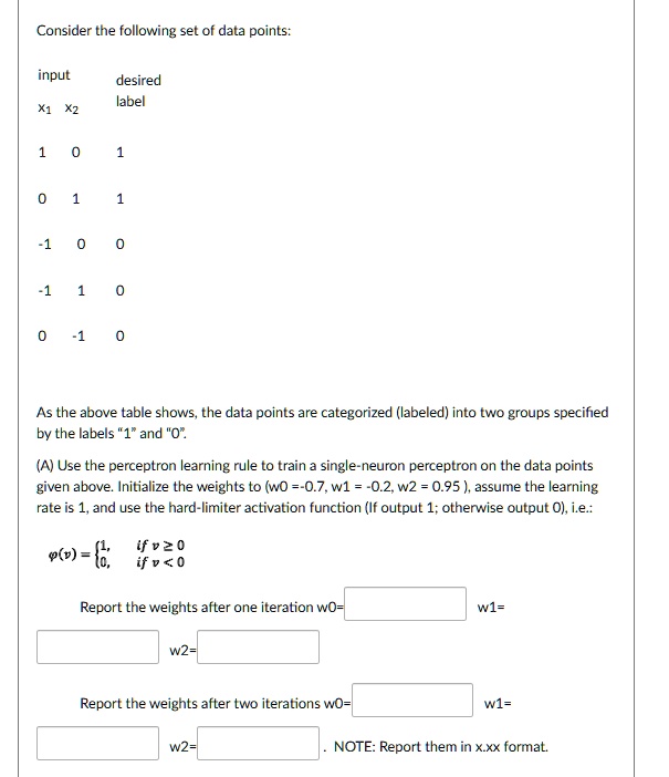 SOLVED: Problem 1) Gradient descent learning: Consider the following ...