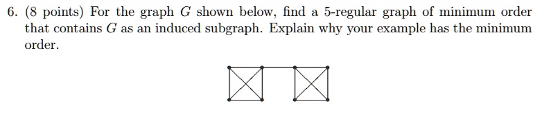 SOLVED: (8 points) For the graph G shown below, find a 5-regular graph of minimum order that ...