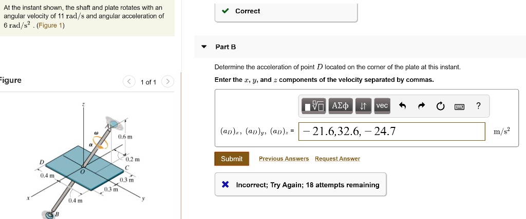 SOLVED: At the instant shown, the shaft and plate rotate with an angular velocity of 11 rad/s ...