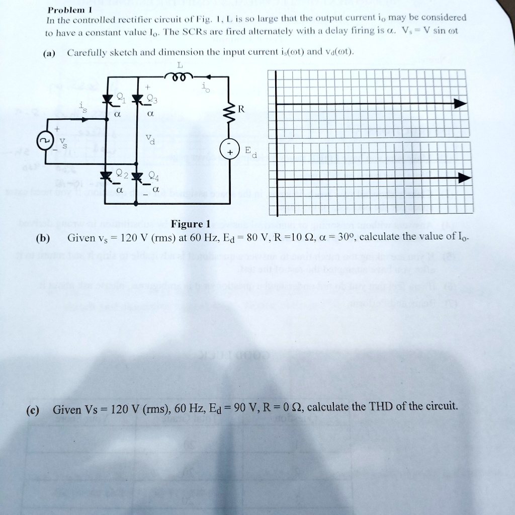 Solved Problem 1 In The Controlled Rectifier Circuit Of Fig 1 L Is So Large That The Output 