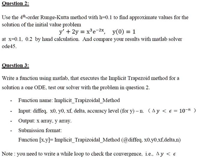Solved Use The 4th Order Runge Kutta Method With H 01 To Find Approximate Values For The 8543