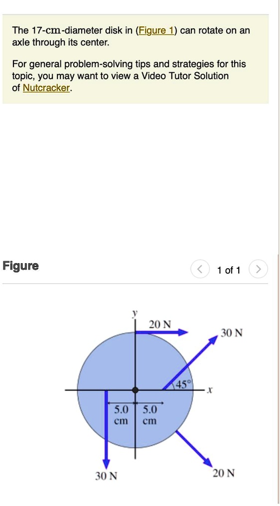 SOLVED: The 17-cm-diameter disk in Figure 1 can rotate on an axle ...