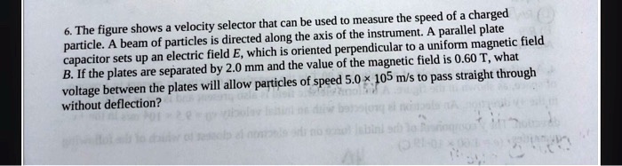 SOLVED: 6. The figure shows a velocity selector that can be used to ...