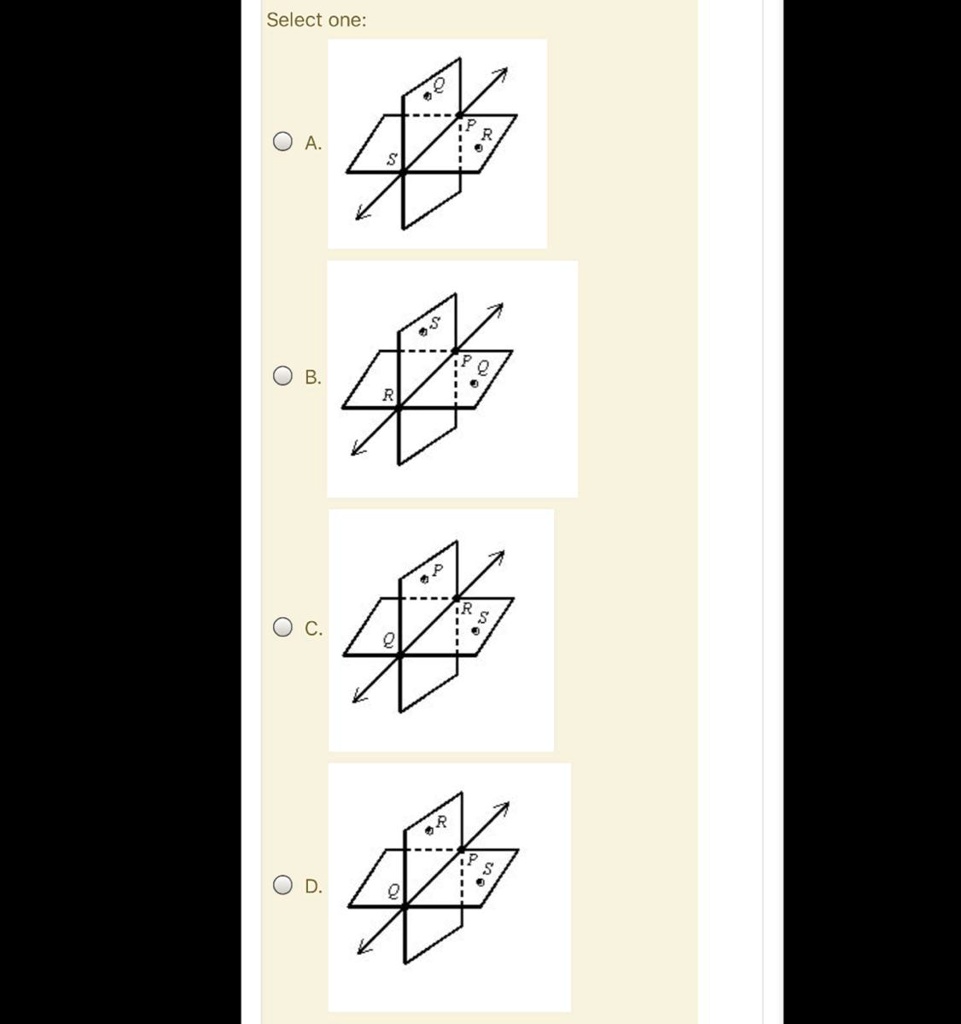 SOLVED: 'which diagram shows plane PQR and plane QRS intersecting in ...