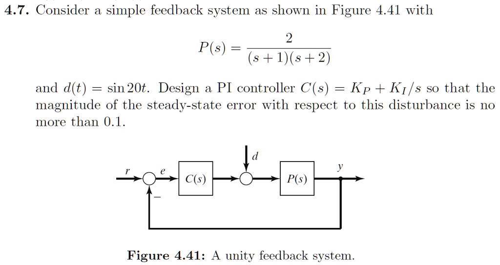 4.7. Consider a simple feedback system as shown in Figure 4.41 with P(s ...