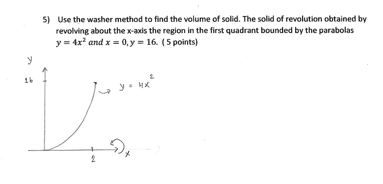 SOLVED: Use the washer method to find the volume of solid. The solid of ...