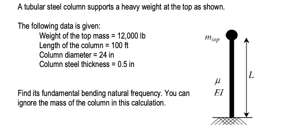 SOLVED: A tubular steel column supports a heavy weight at the top as ...