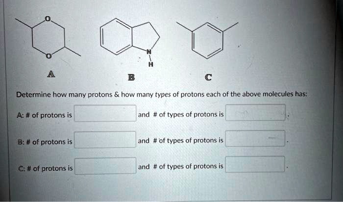 SOLVED:Determine how many protons & how many types of protons each of ...