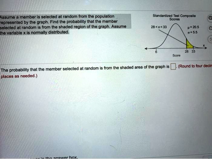 SOLVED:Assume a member is selected at random from the populalion ...