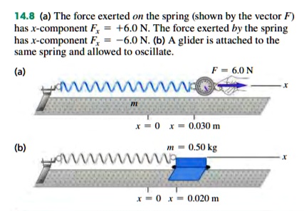 [GET ANSWER] 14.8 (a) The force exerted on the spring (shown by the ...
