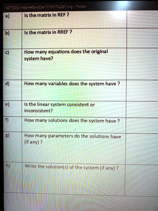 SOLVED:Icttnioo eeatane Pnot Is the matrix in REF ? Is the matrix in ...