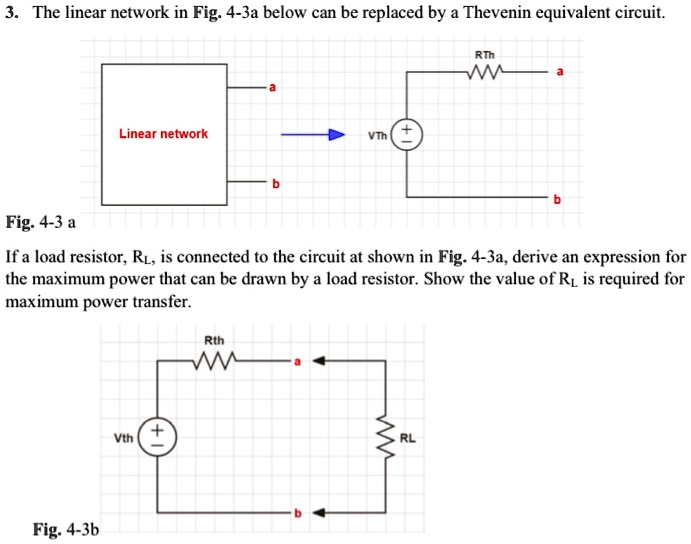 SOLVED: 3.The linear network in Fig.4-3a below can be replaced by a ...