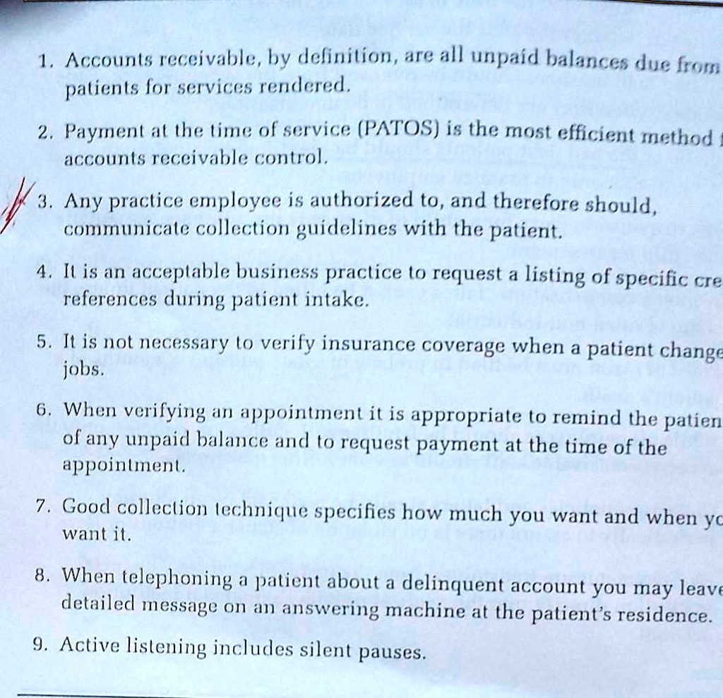 1. Accounts receivable, by definition, are all unpaid...