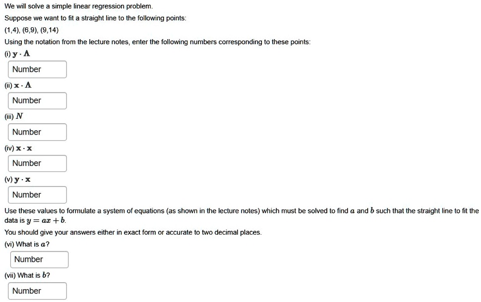 we will solve a simple linear regression problem suppose we want to fit ...