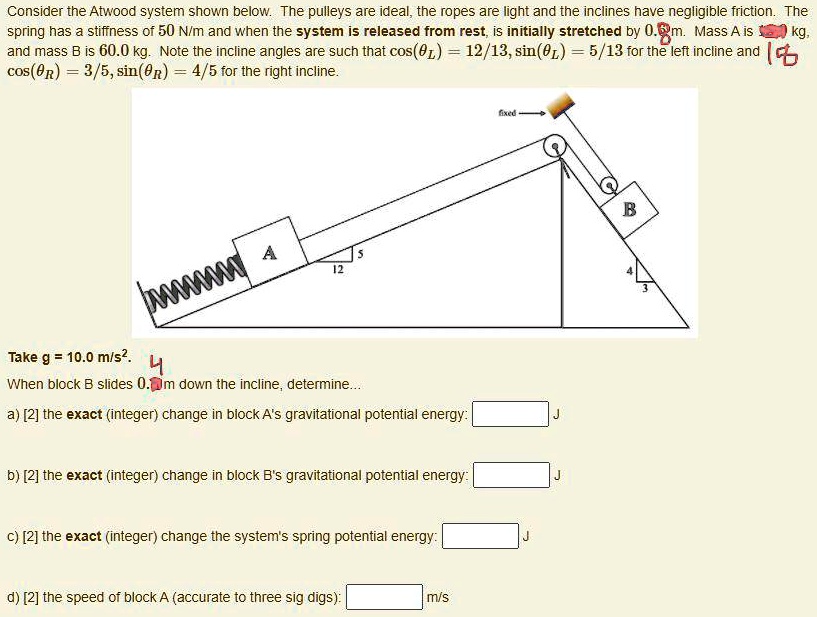 SOLVED: Consider the Atwood system shown below: The pulleys are ideal ...