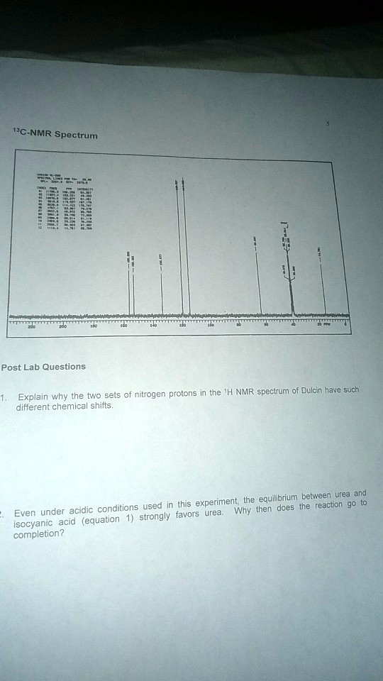 SOLVED: "JC-NMR Spectrum Post Lab Questions tne 'H NMR specirum Dulcin ...
