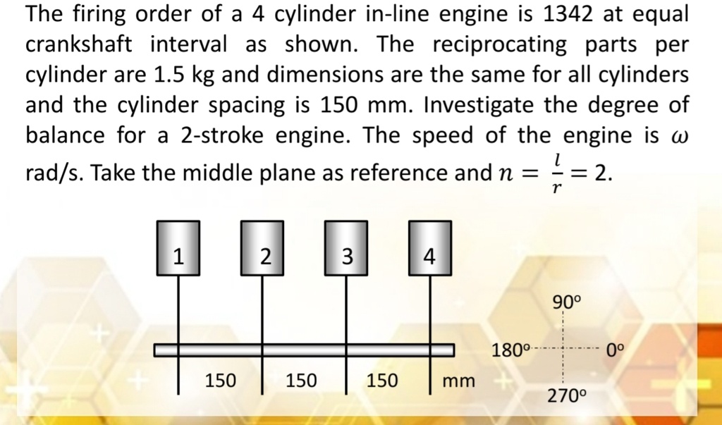 the firing order of a 4 cylinder in line engine is 1342 at equal crankshaft interval as shown ...