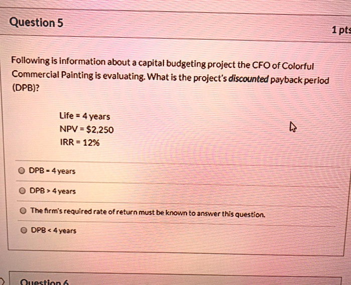 SOLVED: Following is information about a capital budgeting project that ...