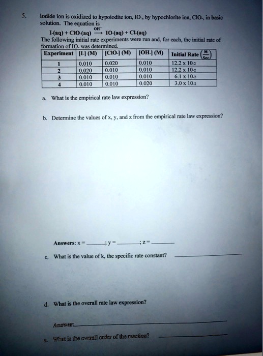 5. Iodide ion is oxidized to hypoiodite ion, IO-, by hypochlorite ion ...