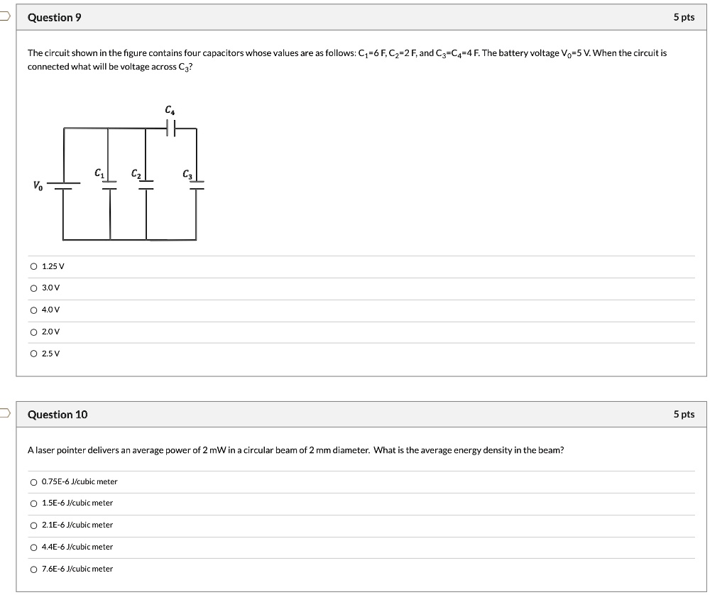 SOLVED:Question 9 5 pts The circuit shown in the figure contains four capacitors whose values ...