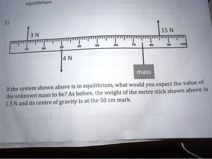 SOLVED: equilibrium 15 N 3 N mass above is in equilibrium, what would you expect the value of If ...