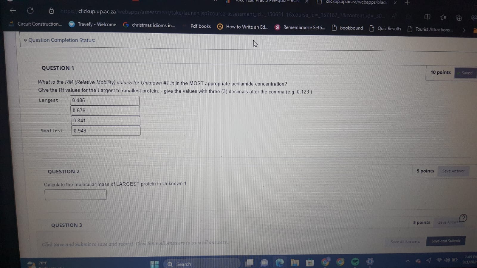 SOLVED: Question Completion Status: QUESTION 1 What is the RM (Relative Mobility) values for ...