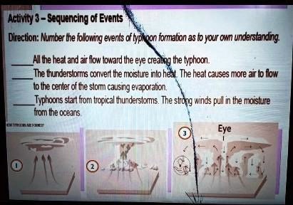 SOLVED: Number the following events of typhoon formation according to ...