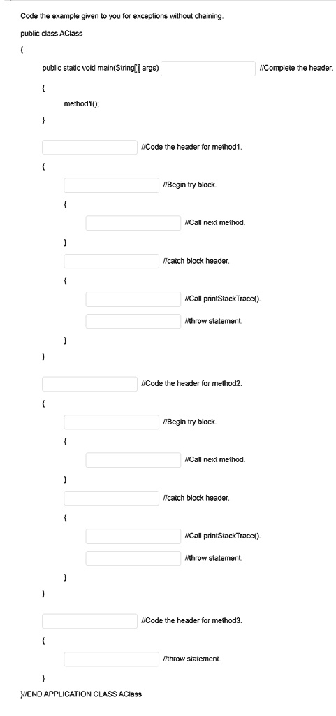 Solved Text Java Code The Example Given To You For Exceptions Without