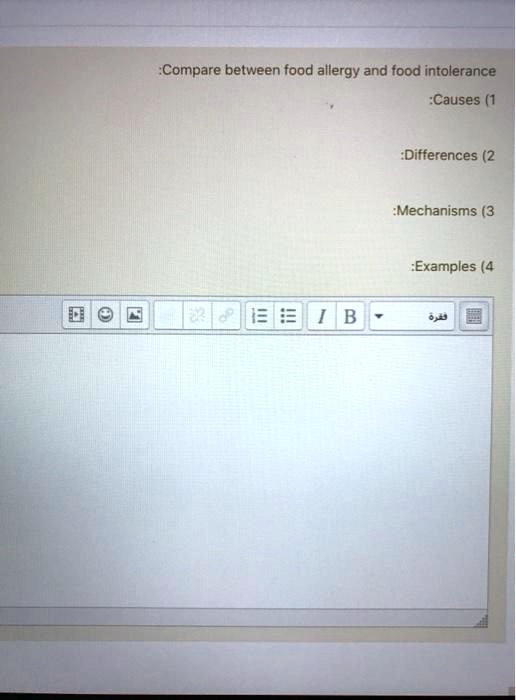 SOLVED: Compare between food allergy and food intolerance 'Causes ...
