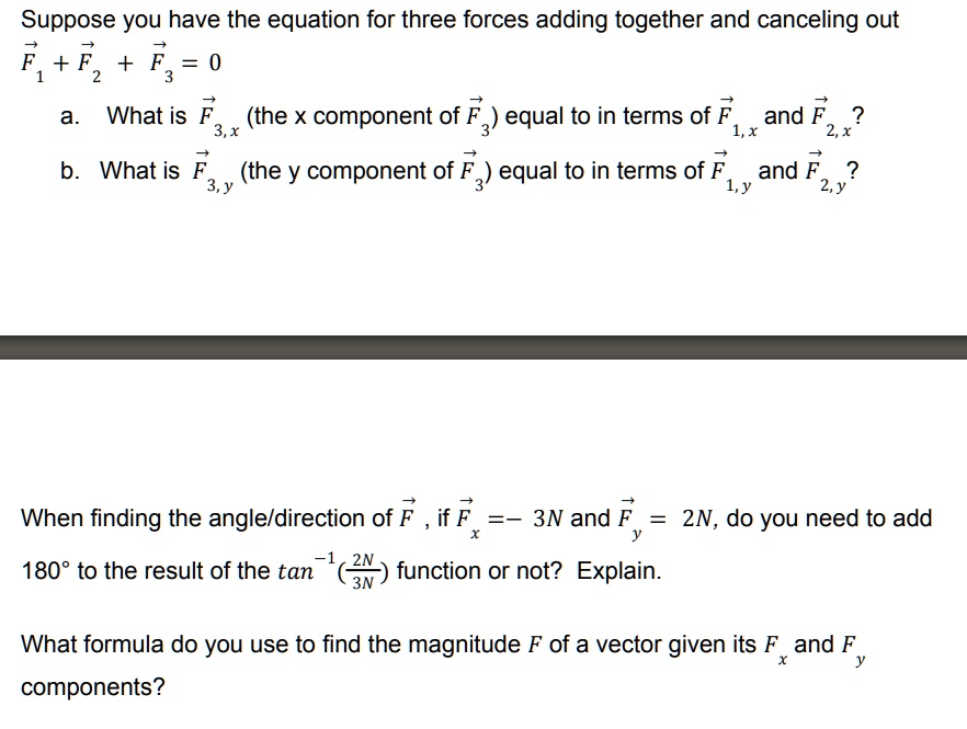 SOLVED: Suppose you have the equation for three forces adding together ...