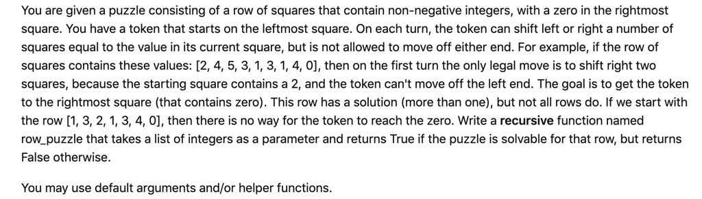 SOLVED: You are given a puzzle consisting of a row of squares that ...