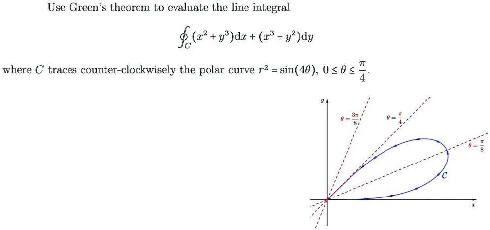 SOLVED:Use Green'$ theorem to evaluate the line integral (22 + y )dz ...