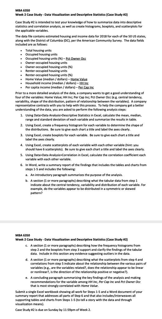 mba 6350 week 2 case study data visualization and descriptive statistics case study cust study 2 ...