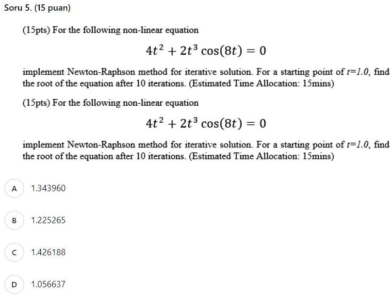 Solved Soru 5 15 Puan 15 Pts For The Following Non Linear