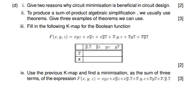 give two reasons why circuit minimisation is beneficial in circuit ...