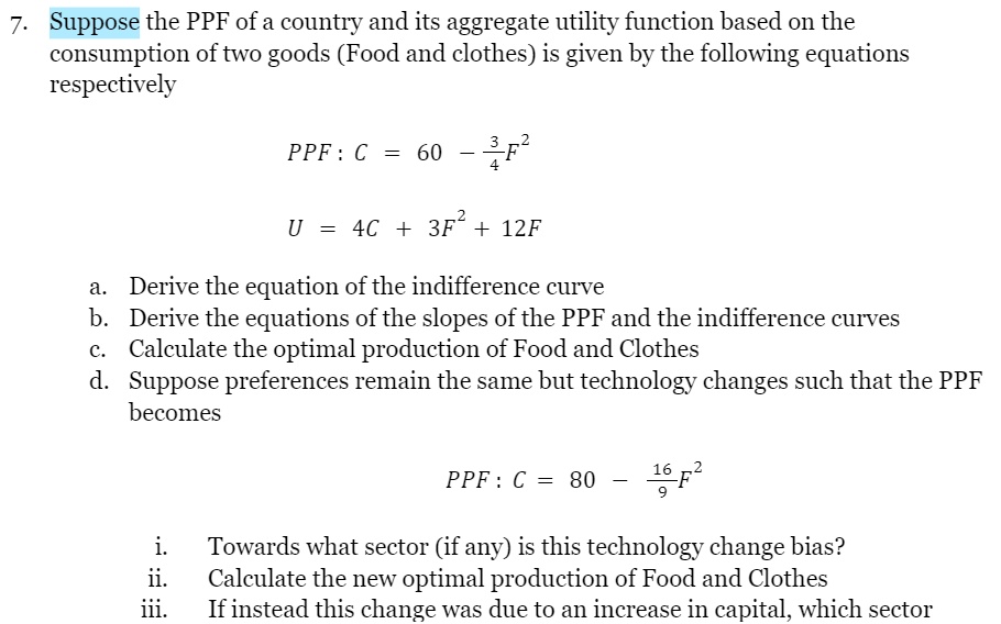 SOLVED: Suppose the PPF of a country and its aggregate utility function ...